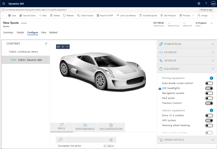 Dynamics 365 Sales - COMBINUM Konfigurator & CPQ